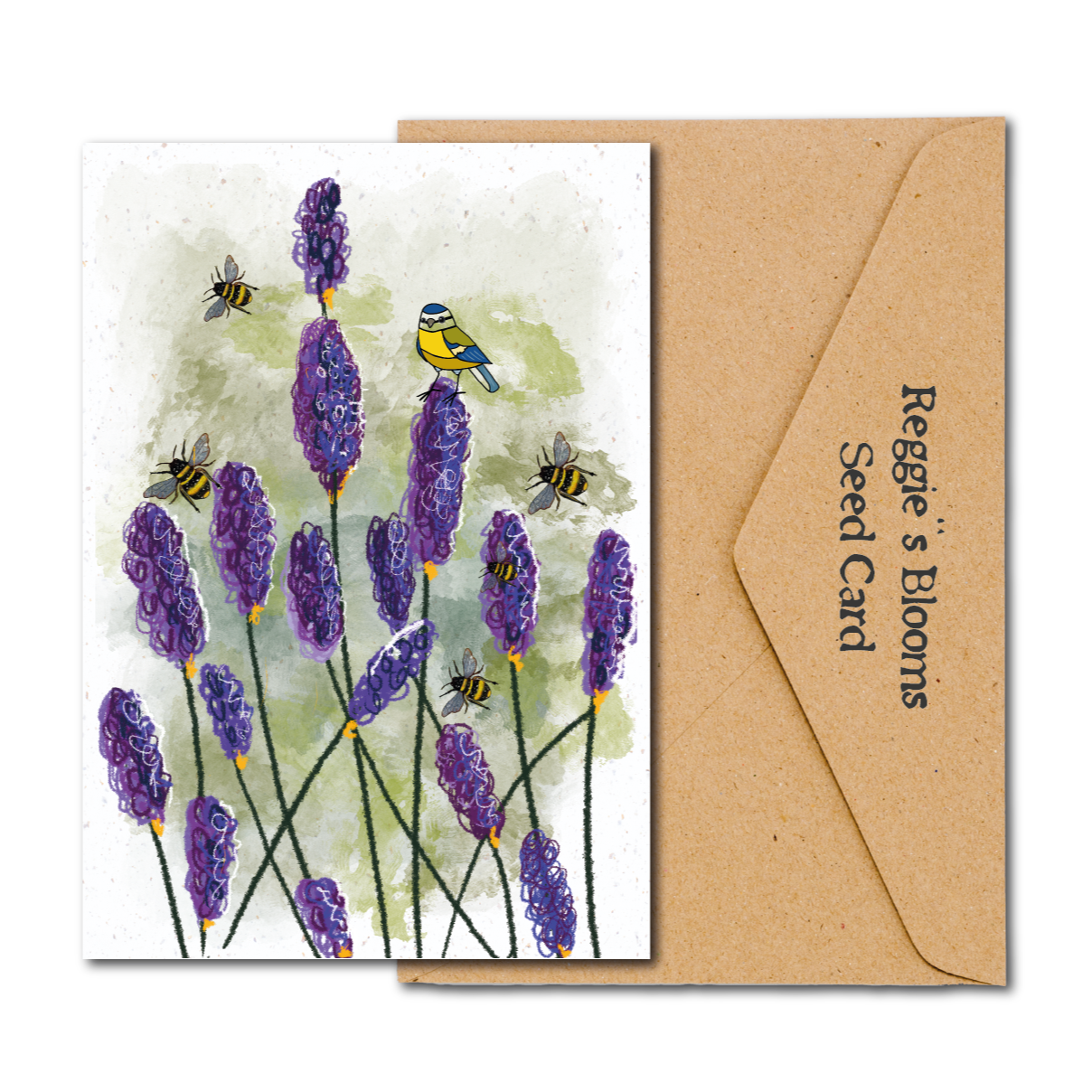 LAVENDER BIRDS AND BEES WiLDFLOWER PLANTABLE SEED GREETING CARD — Red ...
