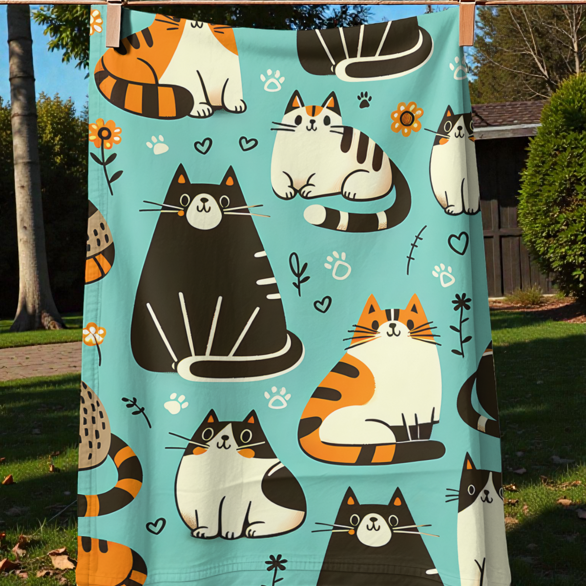 Poppy and Friends Cartoon Cat Tea Towel — Red Robin Gifts